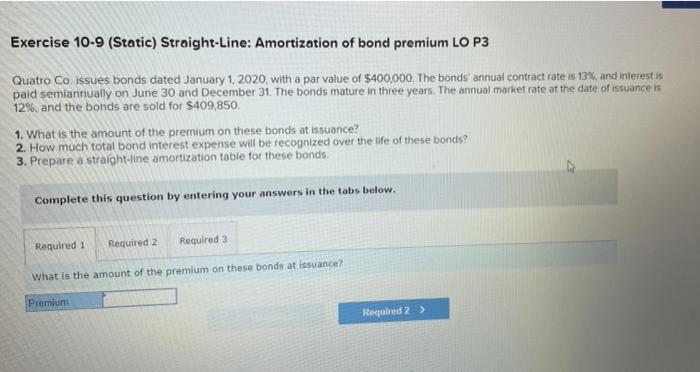 Solved Exercise 10-9 (Static) Straight-Line: Amortization of | Chegg.com