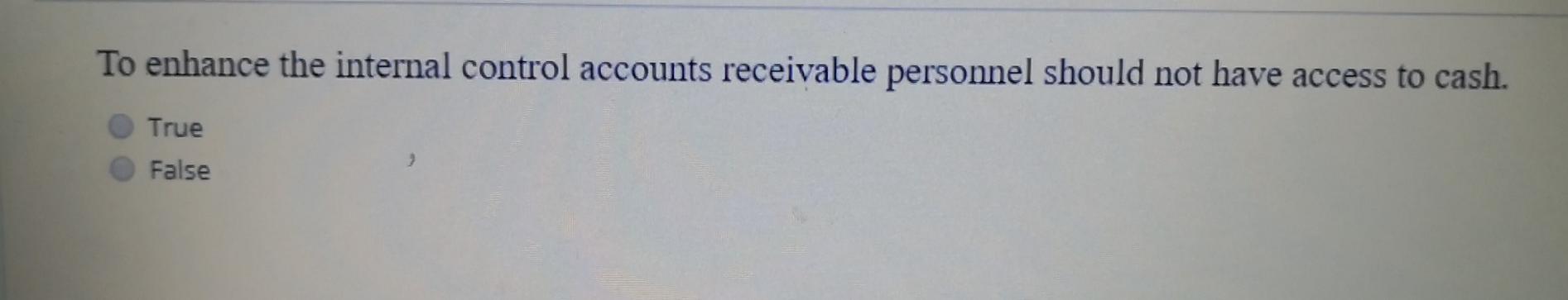 Solved To enhance the internal control accounts receivable | Chegg.com