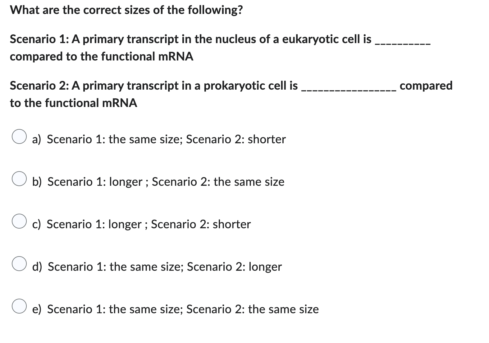 Solved What are the correct sizes of the following? Scenario | Chegg.com