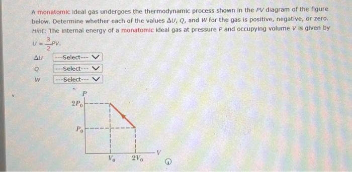 Solved A monatomic ideal gas undergoes the thermodynamic | Chegg.com