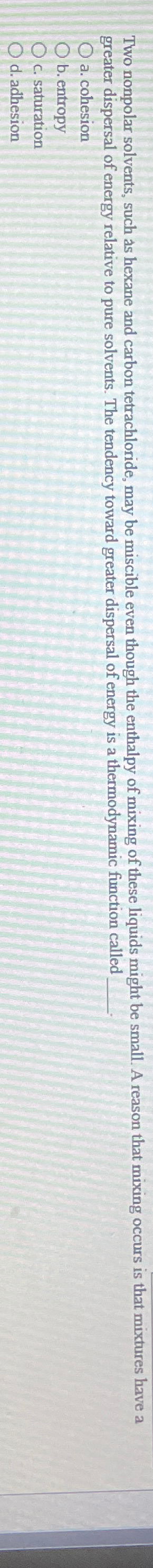 Solved greater dispersal of energy relative to pure | Chegg.com