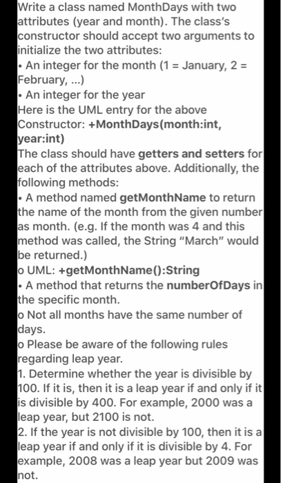 Solved Write A Class Named Monthdays With Two Attributes 
