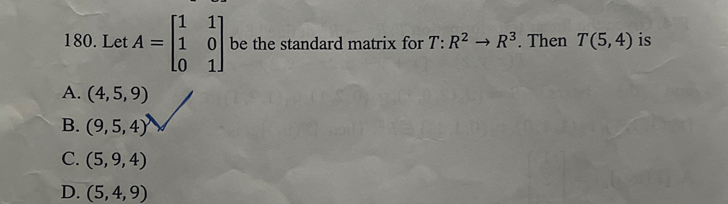 Solved Let A=[111001] ﻿be the standard matrix for T:R2→R3. | Chegg.com