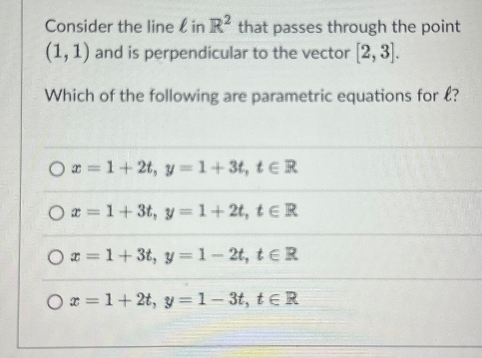 Solved Consider the line l ﻿in R2 ﻿that passes through the | Chegg.com