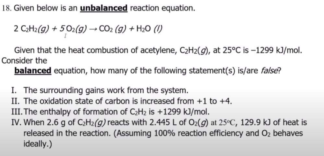 Solved Given below is an unbalanced reaction | Chegg.com