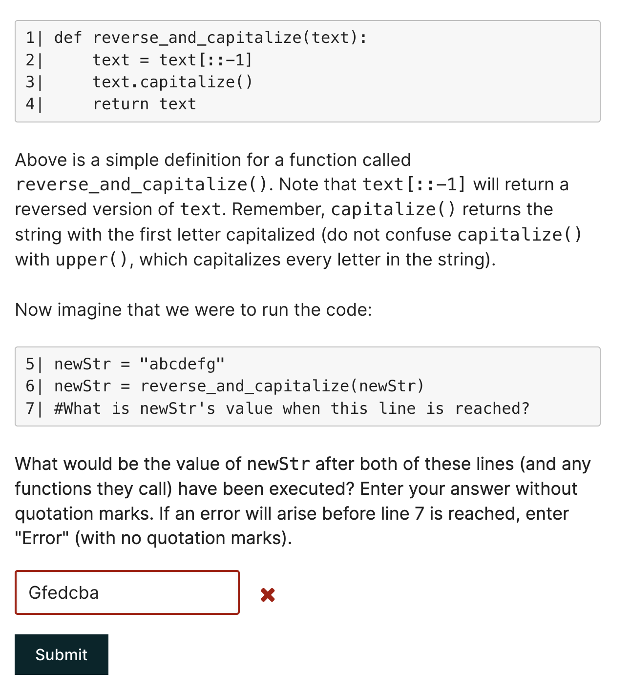 Solved def reverse_and_capitalize(text):text = ﻿text | Chegg.com