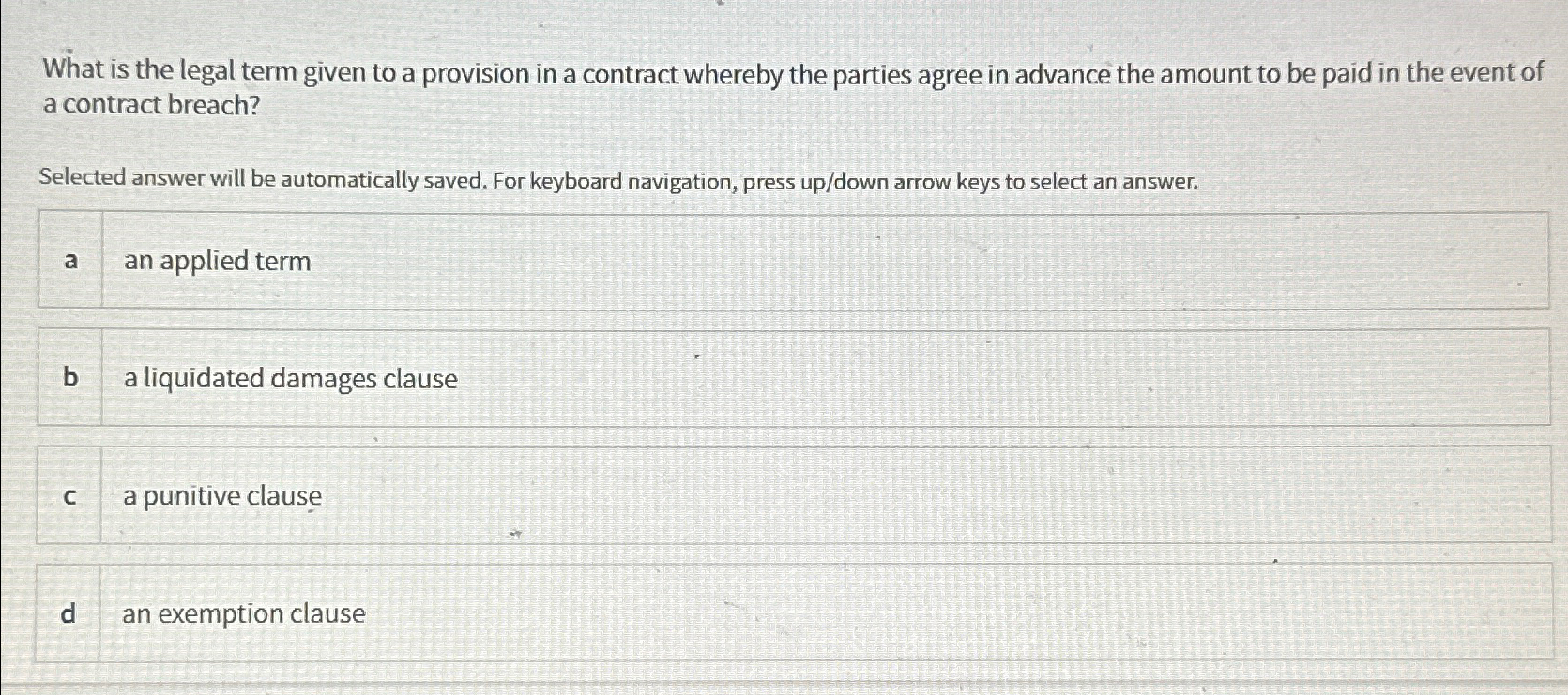 Solved What is the legal term given to a provision in a | Chegg.com