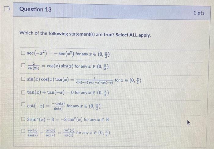 Solved Which of the following statement(s) are true? Select | Chegg.com