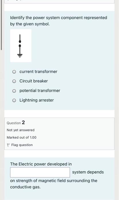 Solved Identify the power system component represented by | Chegg.com