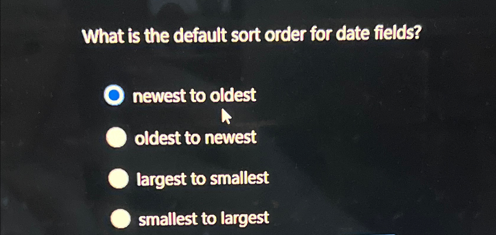 Solved What is the default sort order for date fields?newest | Chegg.com Solved What is the default sort order for date fields?newest | Chegg.com
