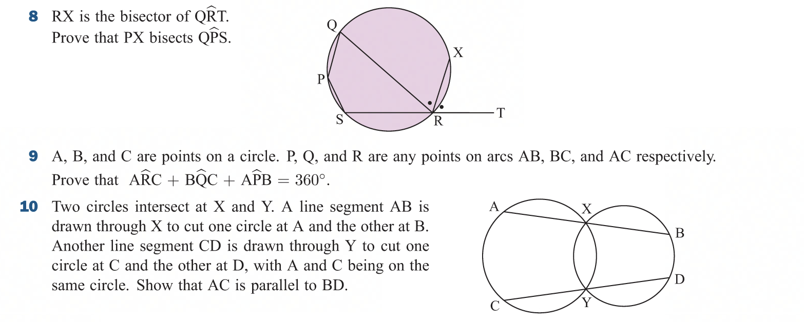 Solved 9A,B, ﻿and C ﻿are points on a circle. P,Q, ﻿and R | Chegg.com