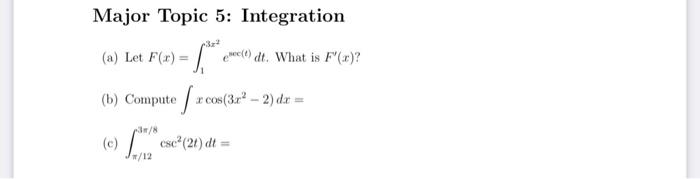 Solved Major Topic 5: Integration (a) Let | Chegg.com