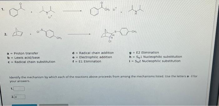 Solved 2. a= Proton transfer b= Lewis acid/base c = Radical | Chegg.com