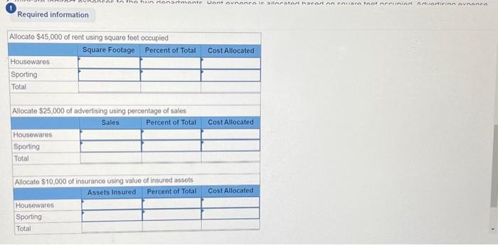 Solved 2. Allocate indirect expenses to the two departments. | Chegg.com