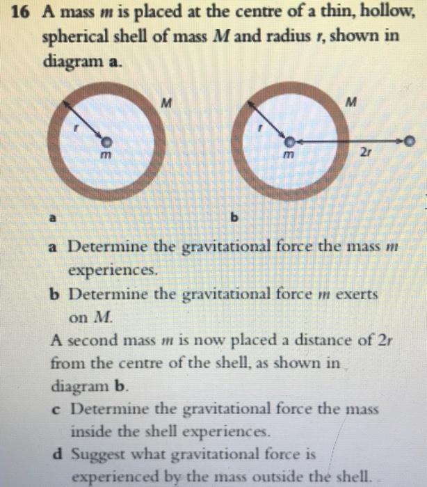 Solved A mass m is placed at the centre of a thin, hollow, | Chegg.com