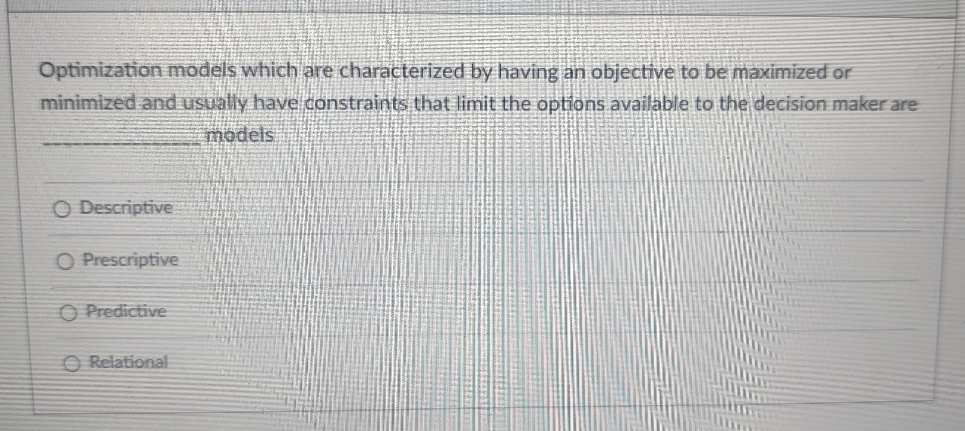 Solved Optimization models which are characterized by having | Chegg.com
