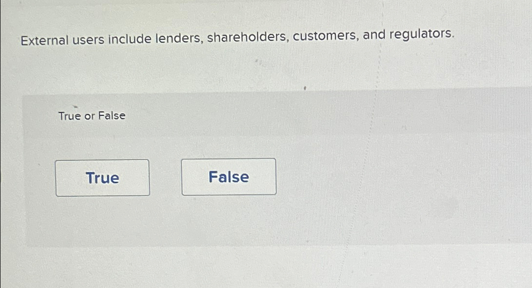 Solved External users include lenders, shareholders, | Chegg.com