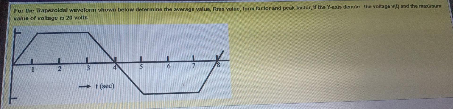 Solved For the Trapezoidal waveform shown below determine | Chegg.com