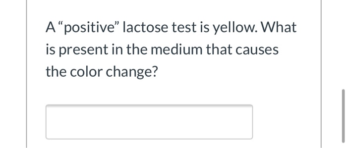 Solved A“positive” lactose test is yellow. What is present | Chegg.com