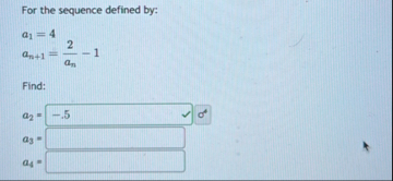 Solved For the sequence defined | Chegg.com
