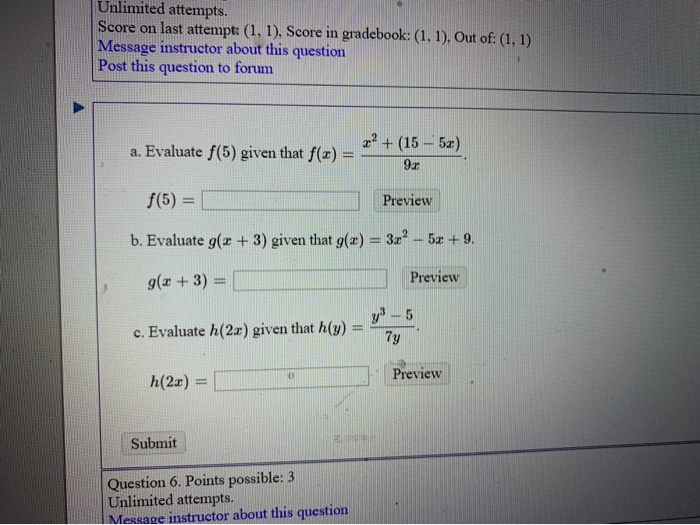 Solved Unlimited attempts. Score on last attempt: (1, 1), | Chegg.com Solved Unlimited attempts. Score on last attempt: (1, 1), | Chegg.com