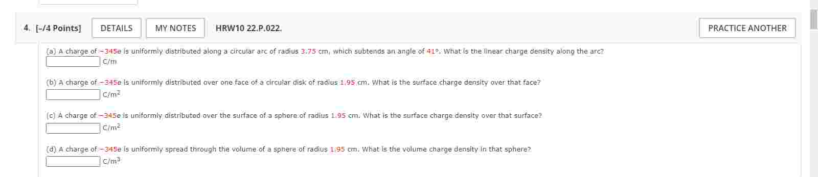 Solved 4. \( [-/ 4 \) ﻿Points \( ] \) ﻿HRW10 22.P. 022. [a] | Chegg.com