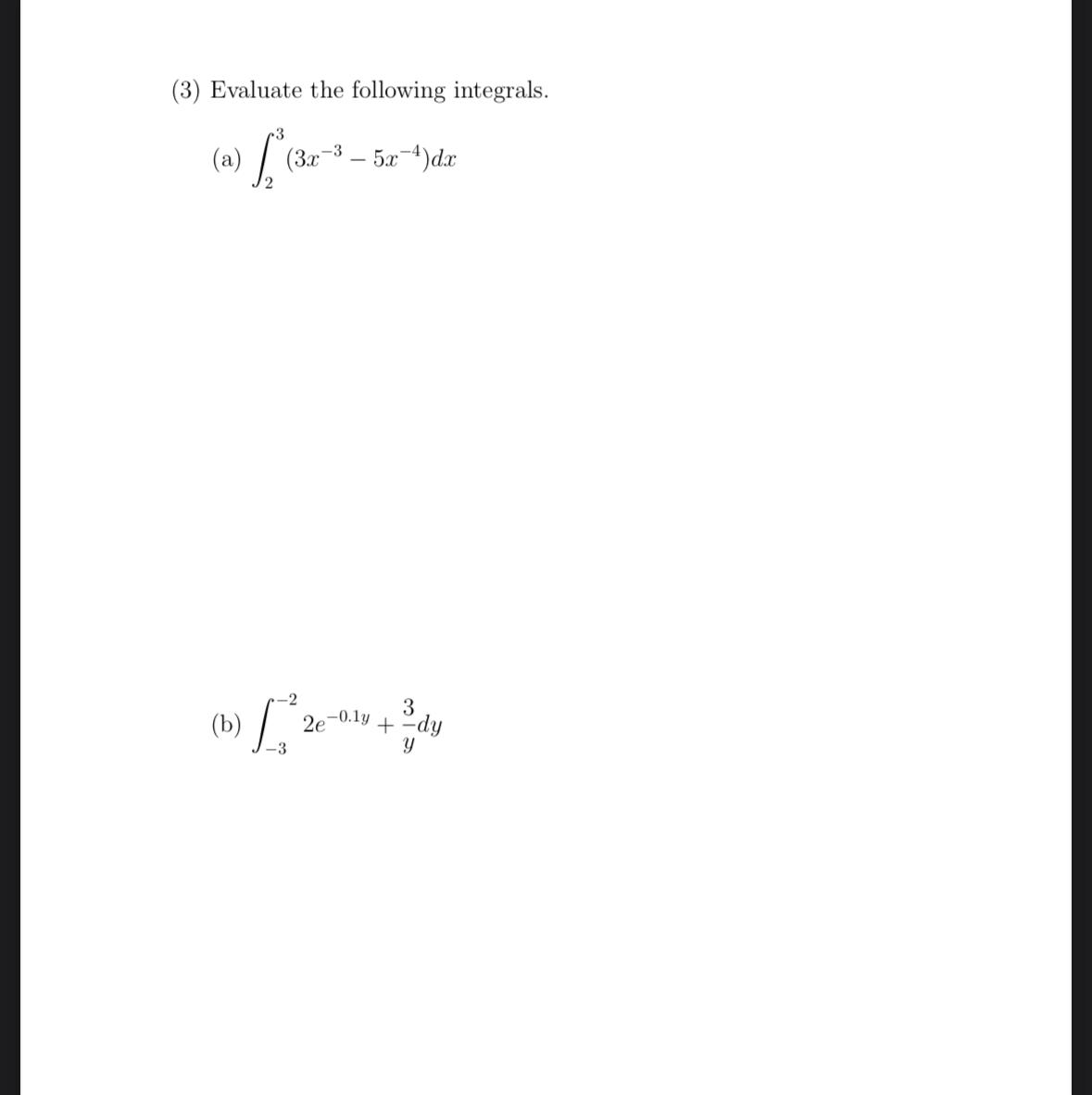 Solved (3) ﻿Evaluate the following | Chegg.com