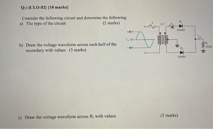 Solved Consider the following circuit and determine the | Chegg.com