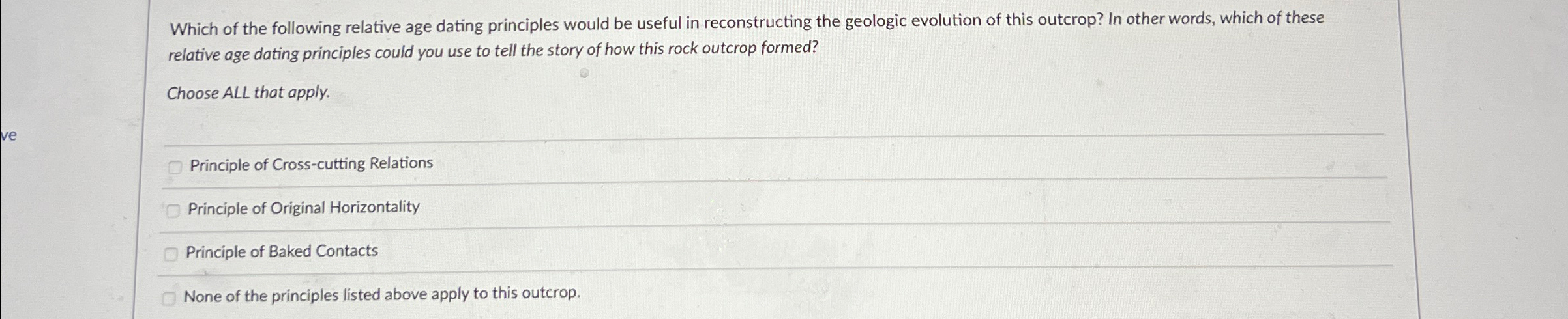 Solved Which of the following relative age dating principles | Chegg.com
