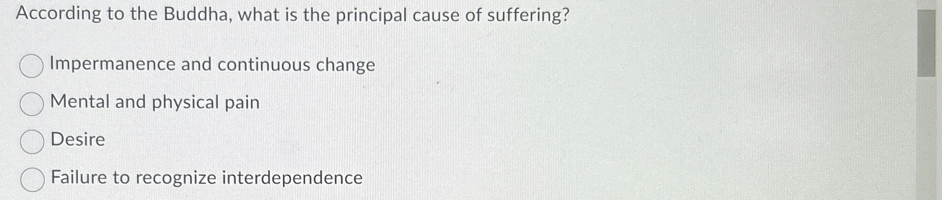 Solved According to the Buddha, what is the principal cause | Chegg.com