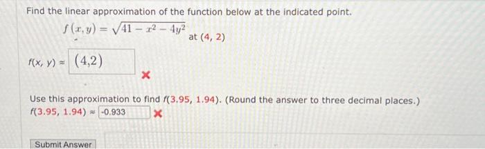 Solved Find the linear approximation of the function below | Chegg.com