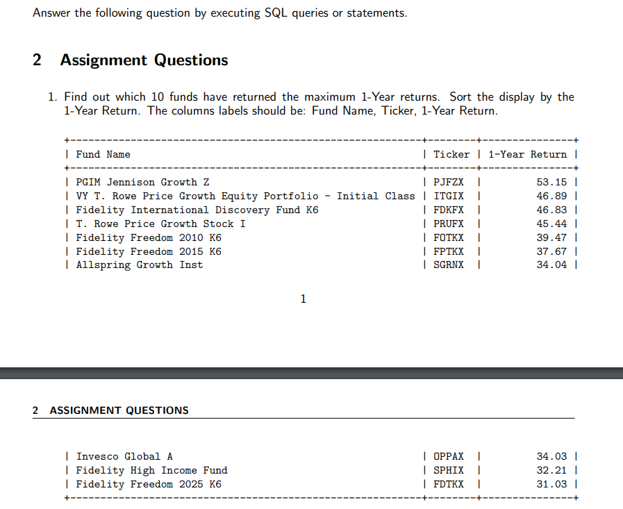 Solved Answer the following question by executing SQL | Chegg.com