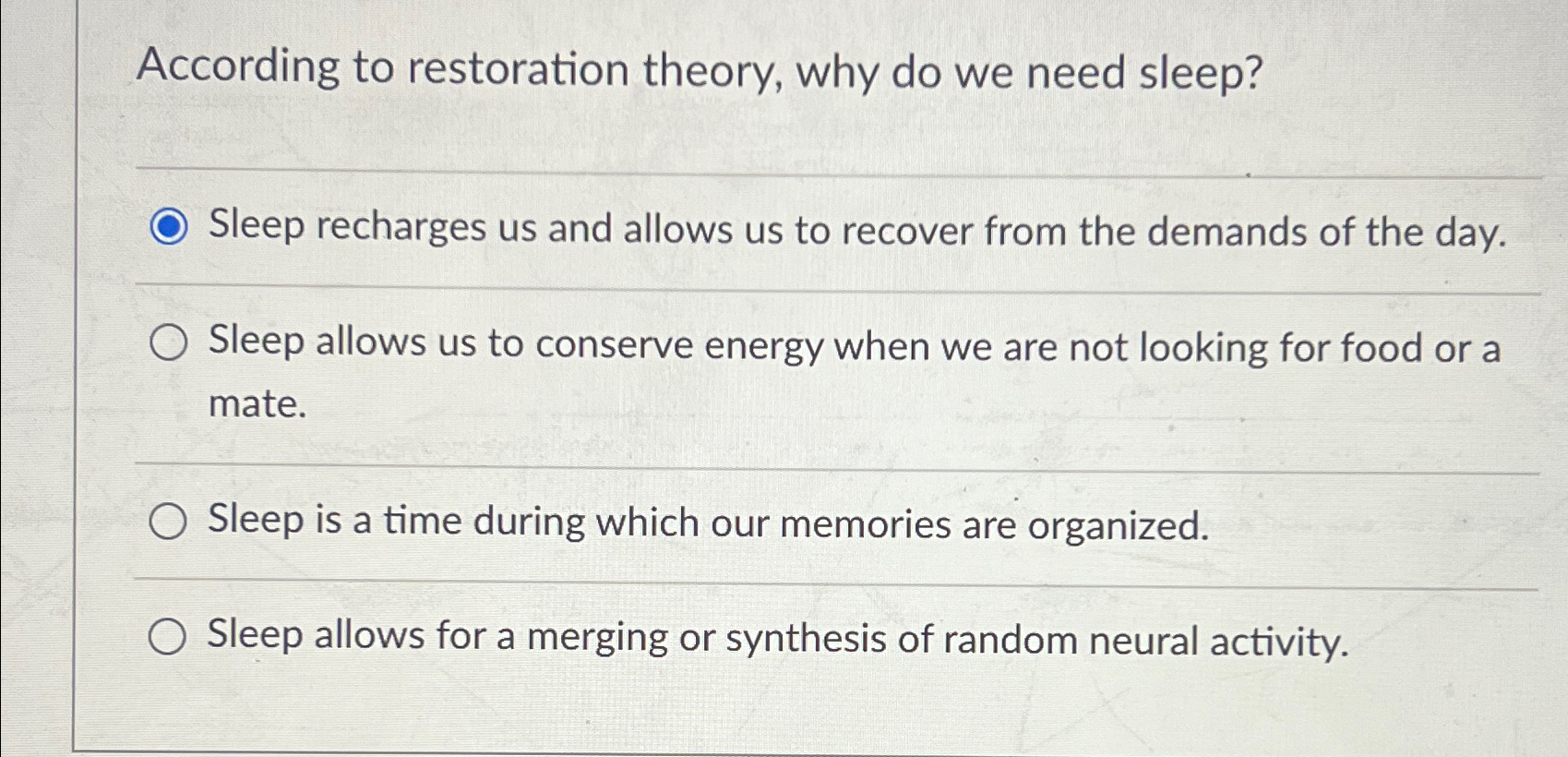 Solved According to restoration theory, why do we need | Chegg.com
