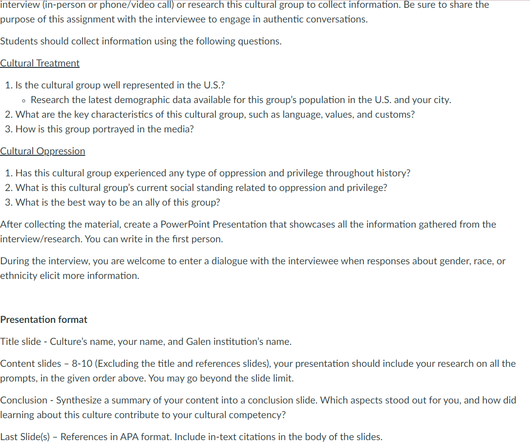 Solved interview (in-person or phone/video call) ﻿or | Chegg.com