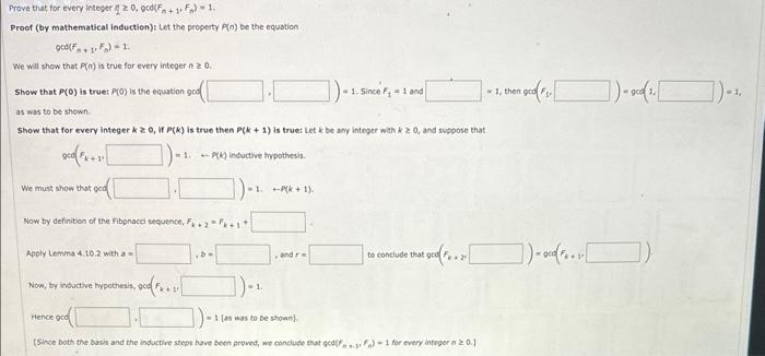 Solved Prove that for every integer ≥0,gcd(Fn+1,Fn)=1. | Chegg.com