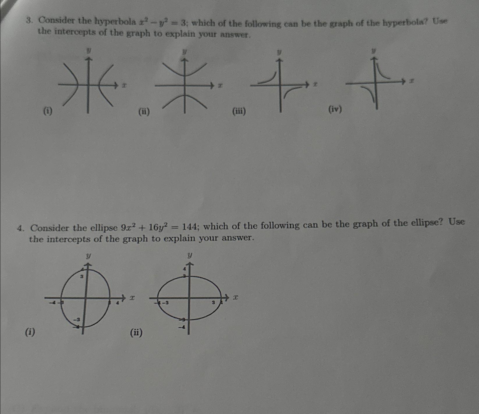 Solved Consider the hyperbola x2-y2=3; which of the | Chegg.com