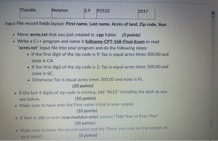 Solved - Use the notepad to create an Input file as follow | Chegg.com