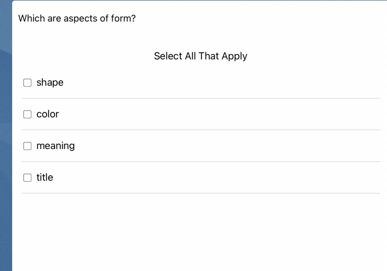 Solved Which are aspects of form?Select All That | Chegg.com