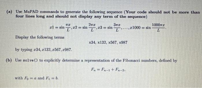 Solved (a) Use MuPAD commands to generate the following | Chegg.com