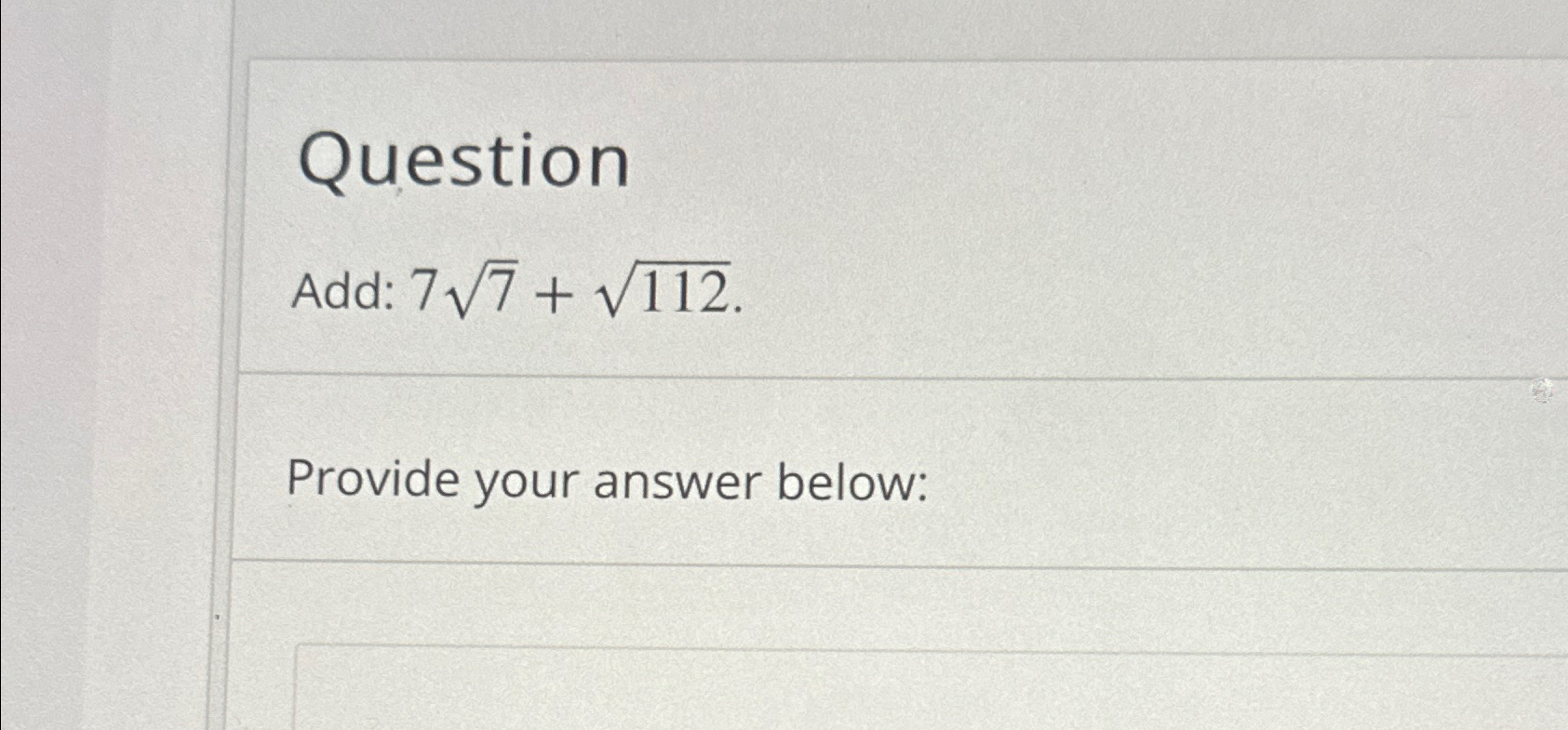Solved QuestionAdd: 772+1122.Provide your answer below: | Chegg.com