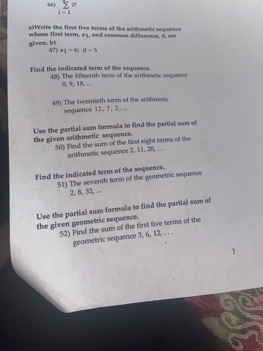 Solved 46) 21 i-1 a)Write the first five terms of the | Chegg.com
