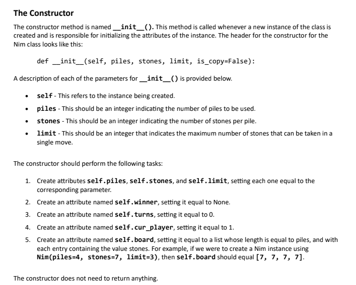 Solved Needing Help Creating Contructor For Nim Game In
