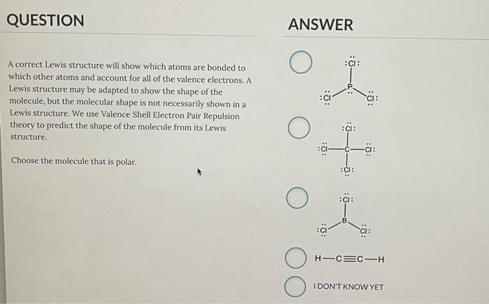 Solved Question Answer O Ci A Correct Lewis Structure Will 5189