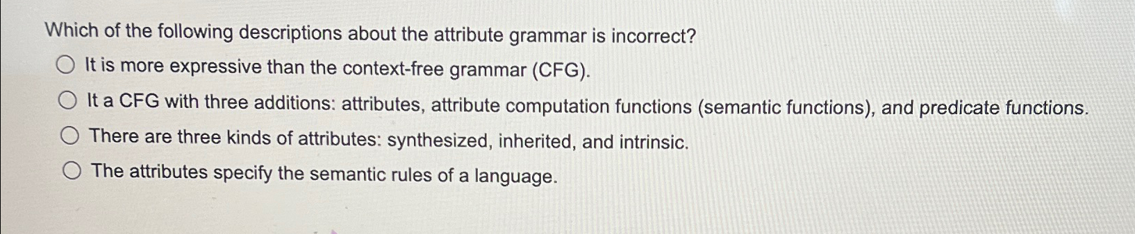 Solved Which of the following descriptions about the | Chegg.com