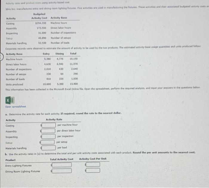 Solved Activify ratirs and meduct cests using activily bated | Chegg.com