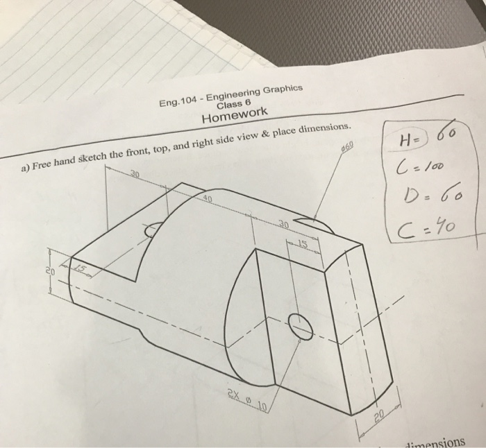 Solved Eng. 104 - Engineering Graphics Class 6 Homework H 10 | Chegg.com