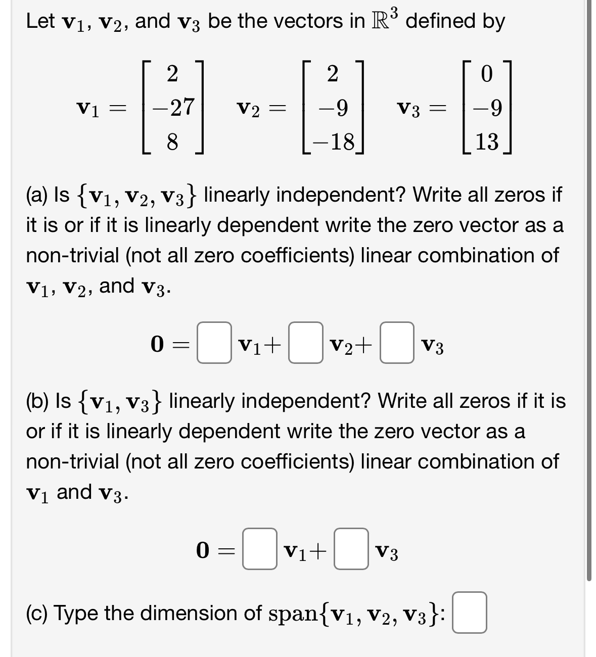 Solved Let v1,v2, ﻿and v3 ﻿be the vectors in R3 ﻿defined | Chegg.com