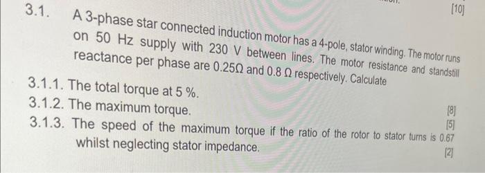 Solved 1. A 3-phase, 10 MVA, Salient Pole, Synchronous Motor | Chegg.com