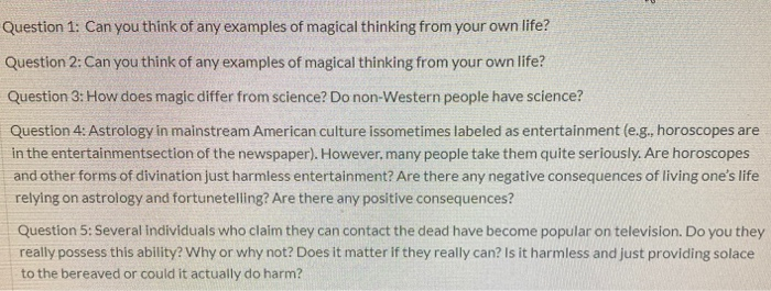Solved Question 1: Can you think of any examples of magical | Chegg.com