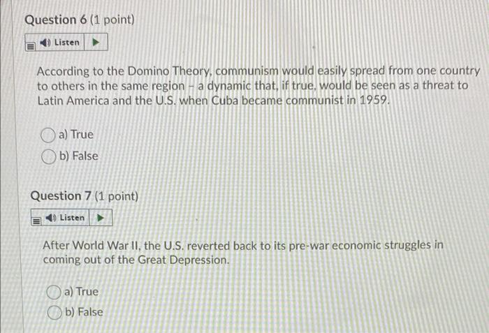 Solved Question 6 (1 point) Listen According to the Domino | Chegg.com